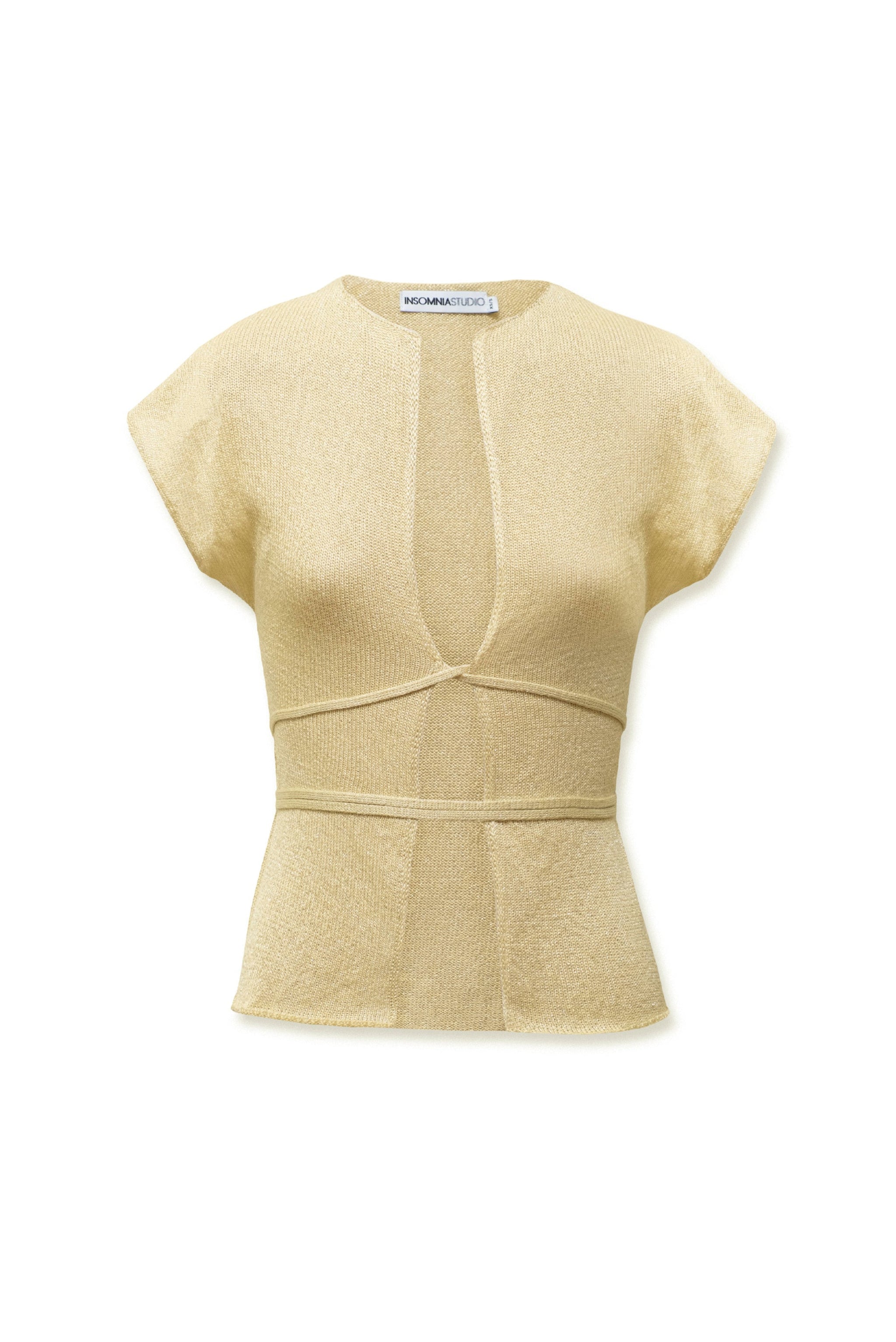 LACE-UP KNIT TOP BUTTER